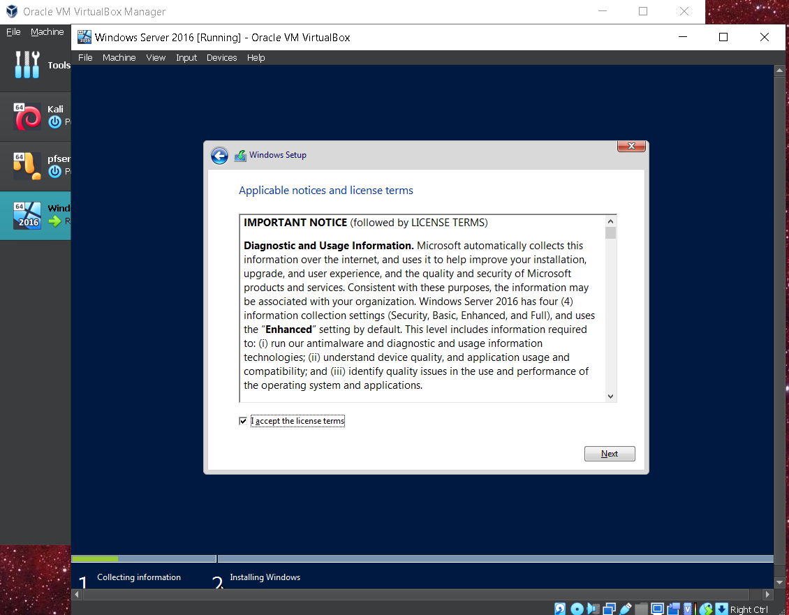 Installing Windows Server 2016 on Oracle VirtualBox · Mark Thompson Portfolio